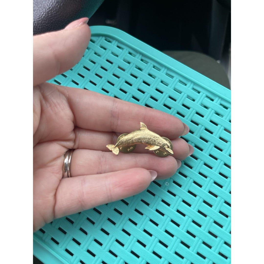 Vintagefinely Etched Gold Tone Diving Dolphin Pin Brooch Sea Life ...