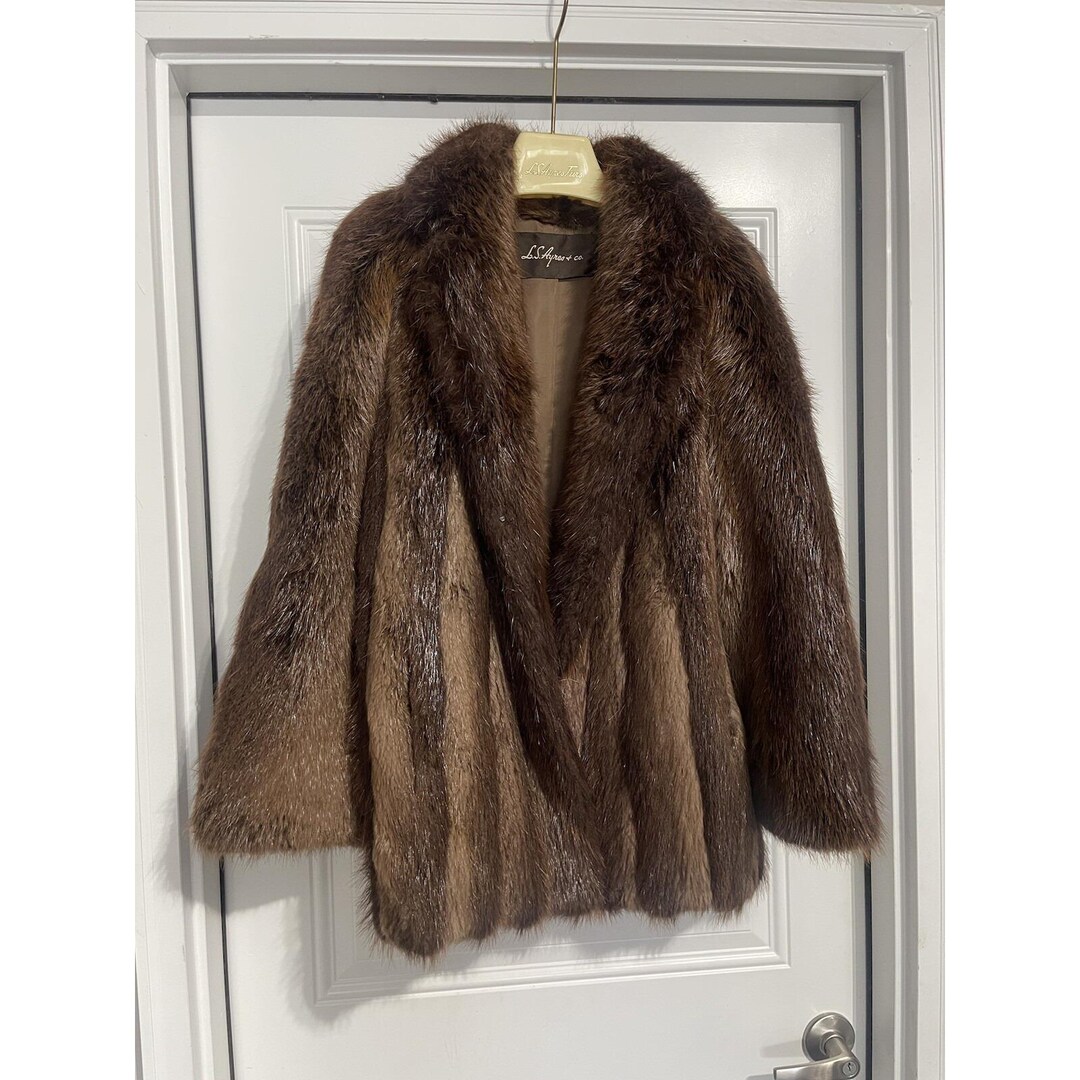 Sheared Phantom Beaver Fur Coat Ombre Browns Classic Cut Size L Thick ...