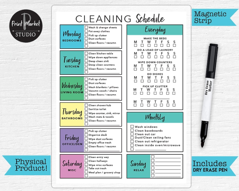 Cleaning Schedule, Cleaning Checklist, Cleaning Planner, Clean Home ...