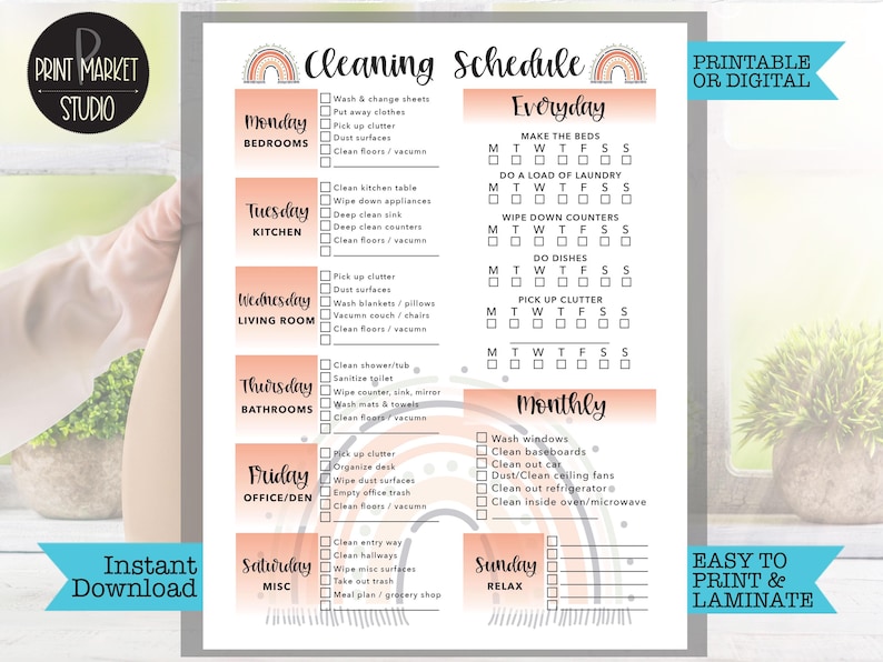 Cleaning Schedule, Cleaning Checklist, Cleaning Planner, Clean Home ...