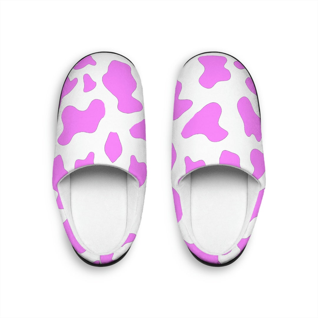Women's Pink Cow Print Slippers - Etsy