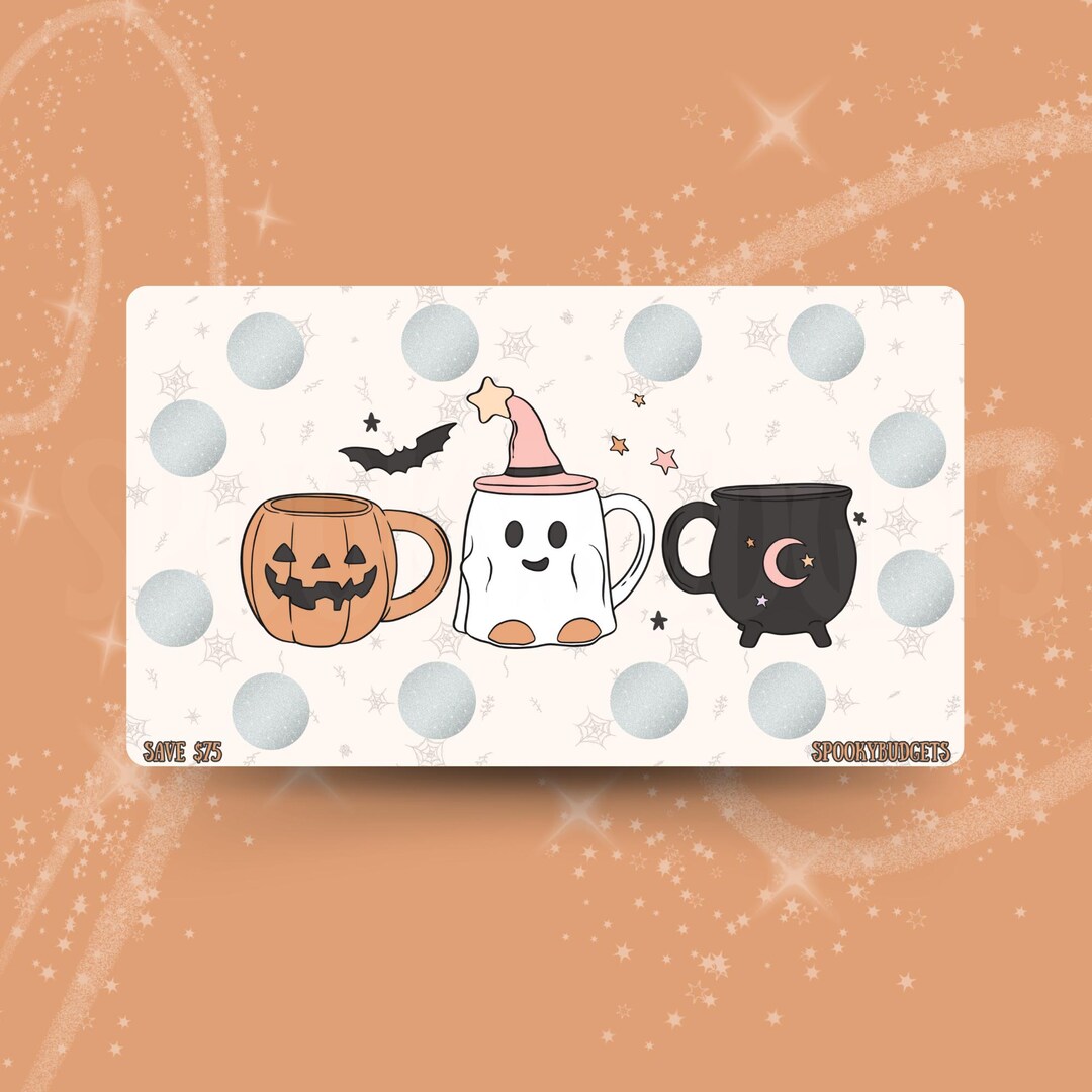 Spooky Mugs Scratch & Save Challenge A6 Laminated 75 Total Savings W ...