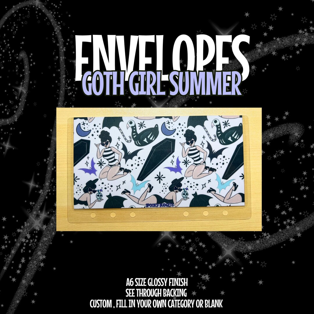 Goth Girl Summer Cash Envelope A6 Laminated Custom Categories - Etsy