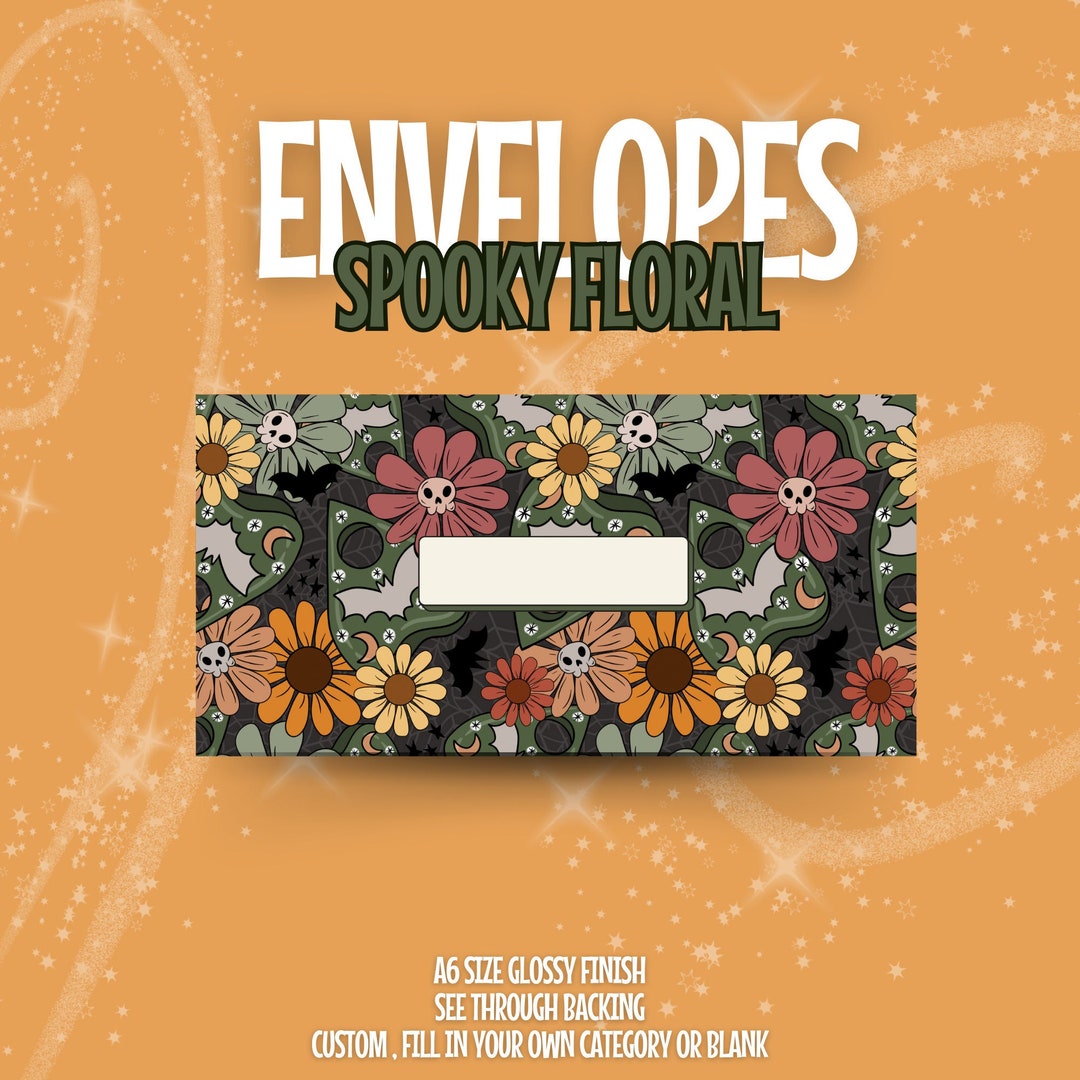 Spooky Floral Cash Envelope A6 Laminated Custom Categories - Etsy