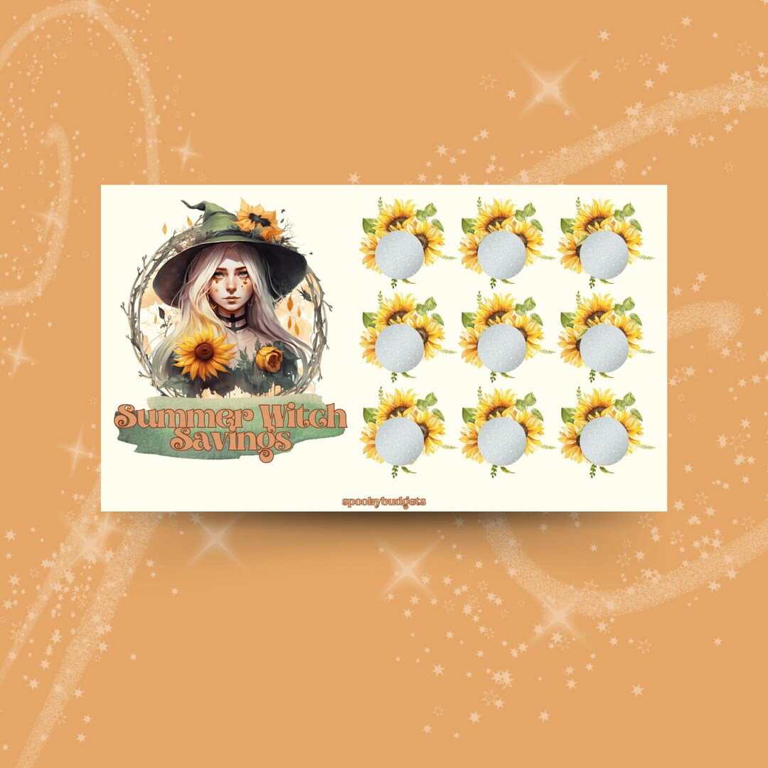 Summer Witch Scratch & Save Challenge A5 A6 - Etsy