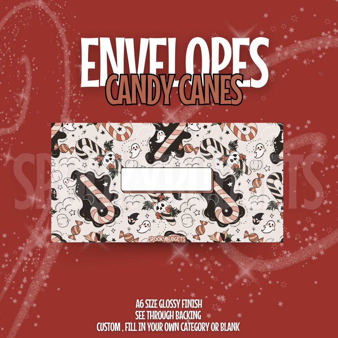 Candy Canes Cash Envelope A6 Laminated Custom Categories - Etsy
