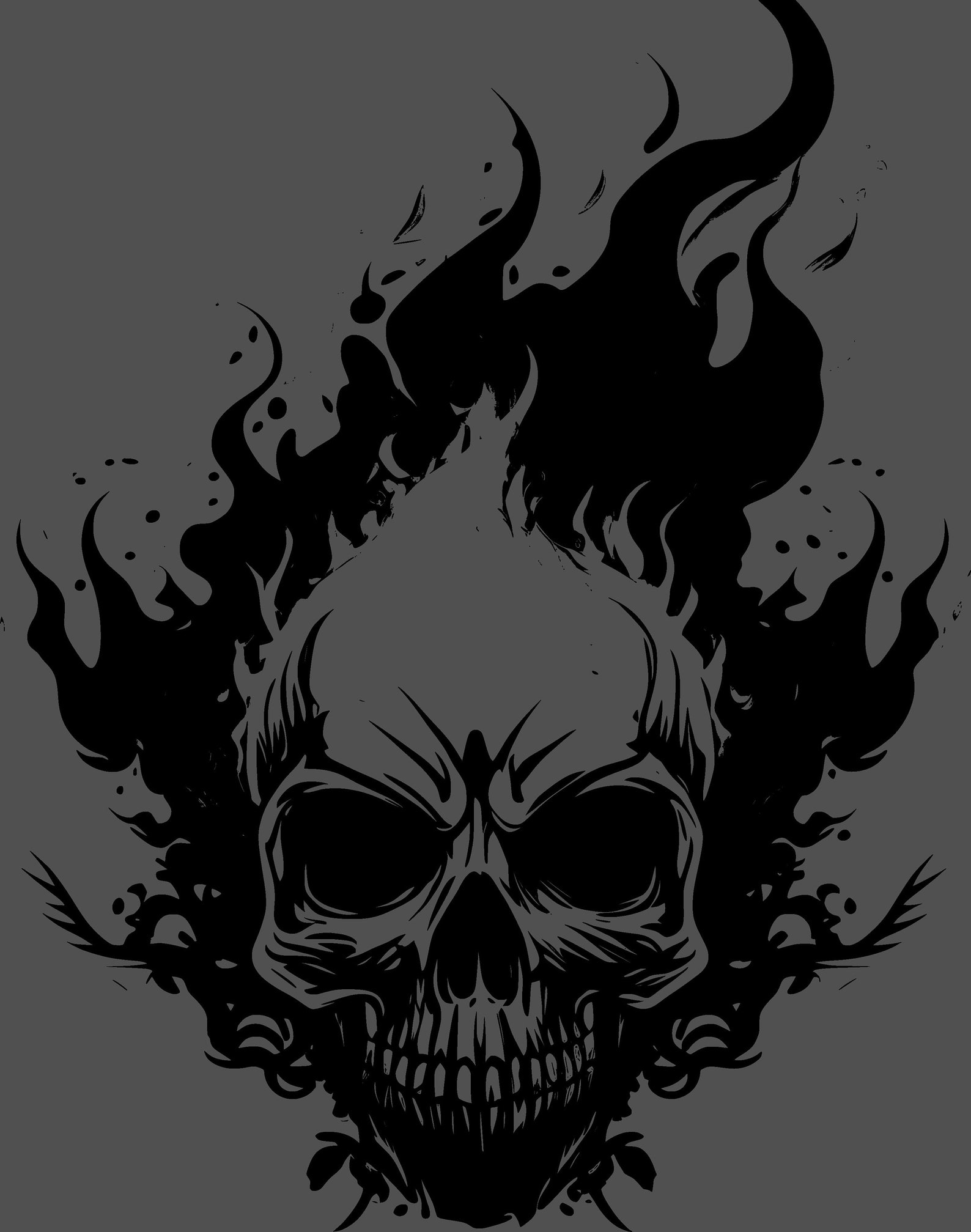 Flaming Skull Vector Art - Etsy