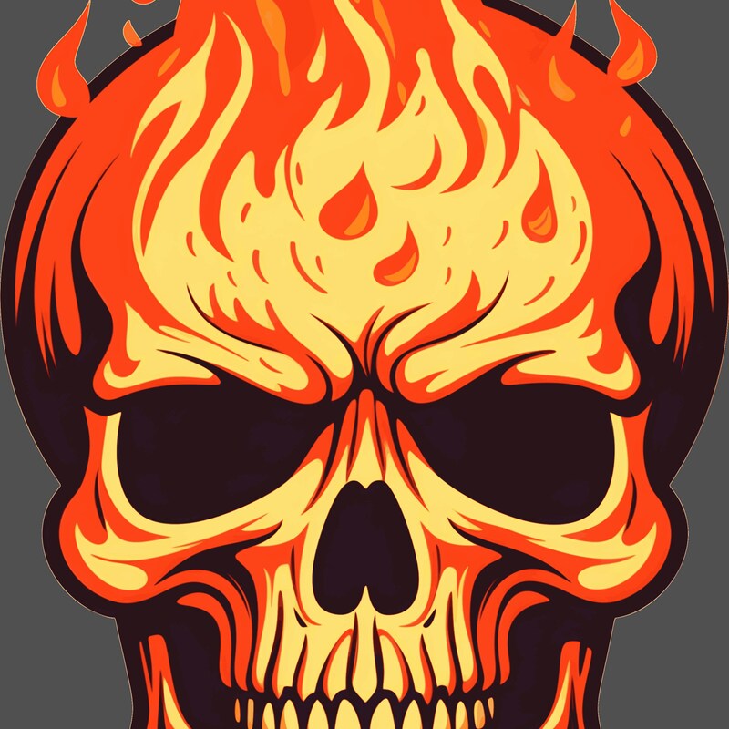 Flaming Skull - Etsy
