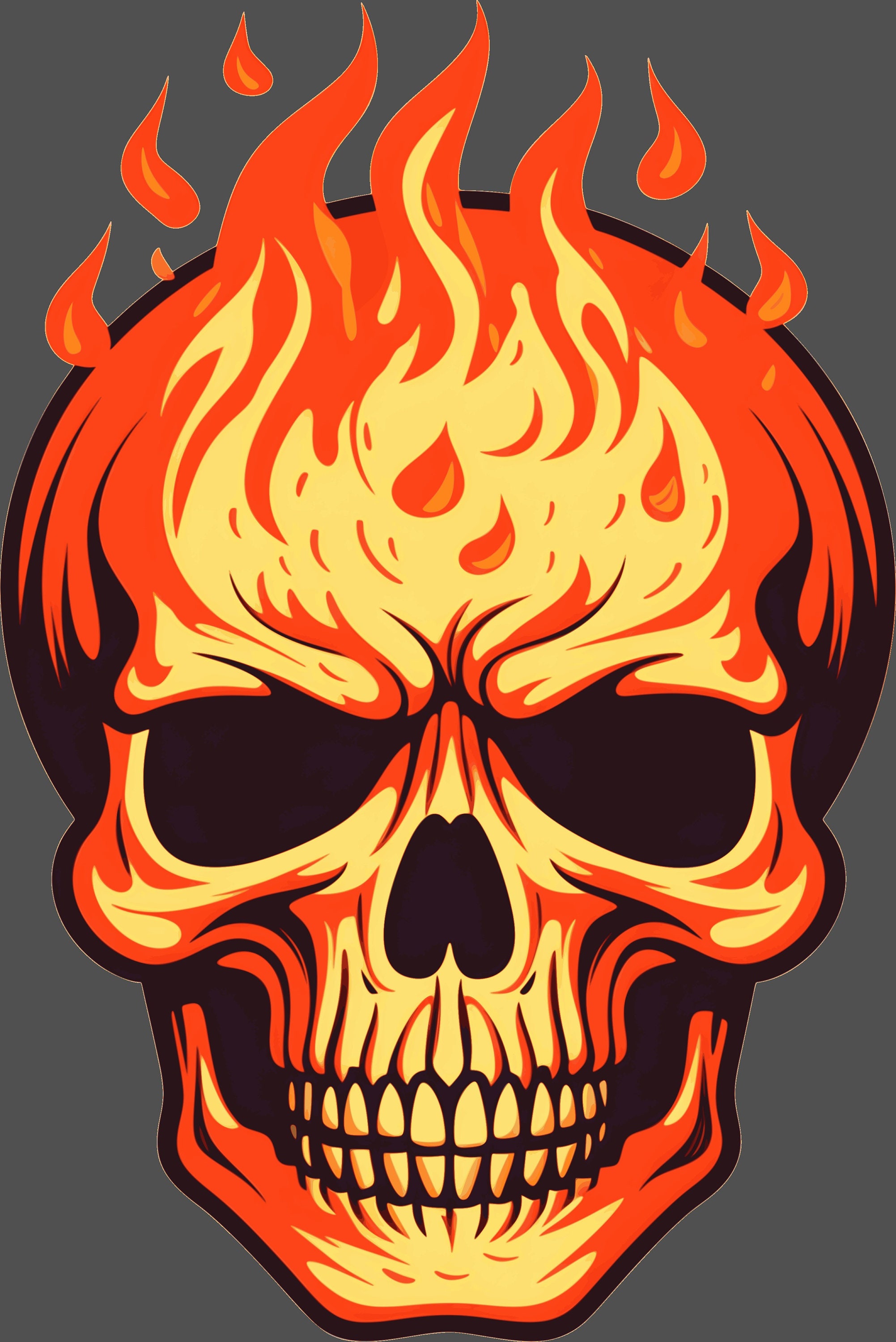 Flaming Skull Vector Art - Etsy
