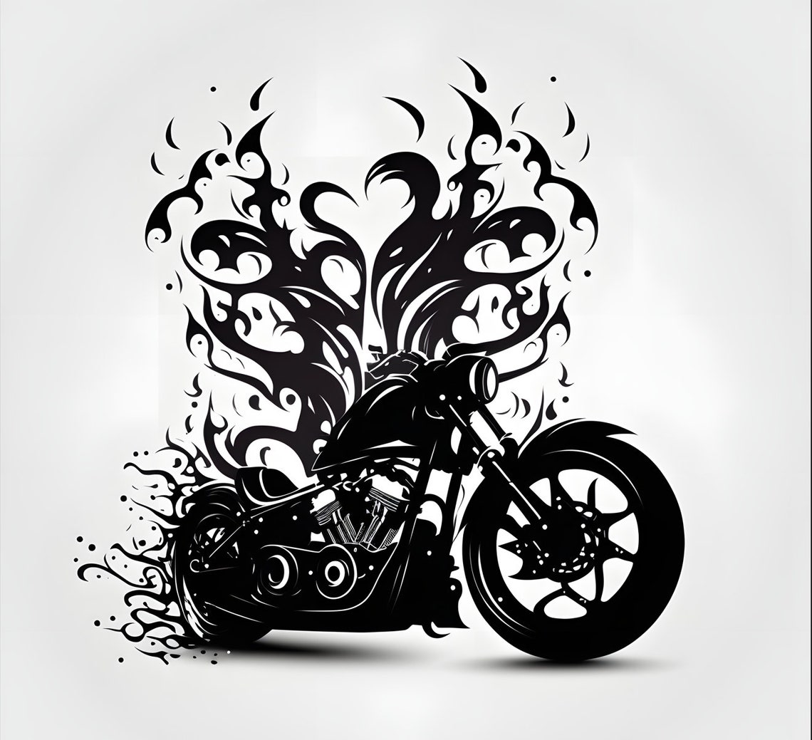 Motorcycle Vector Art - Etsy