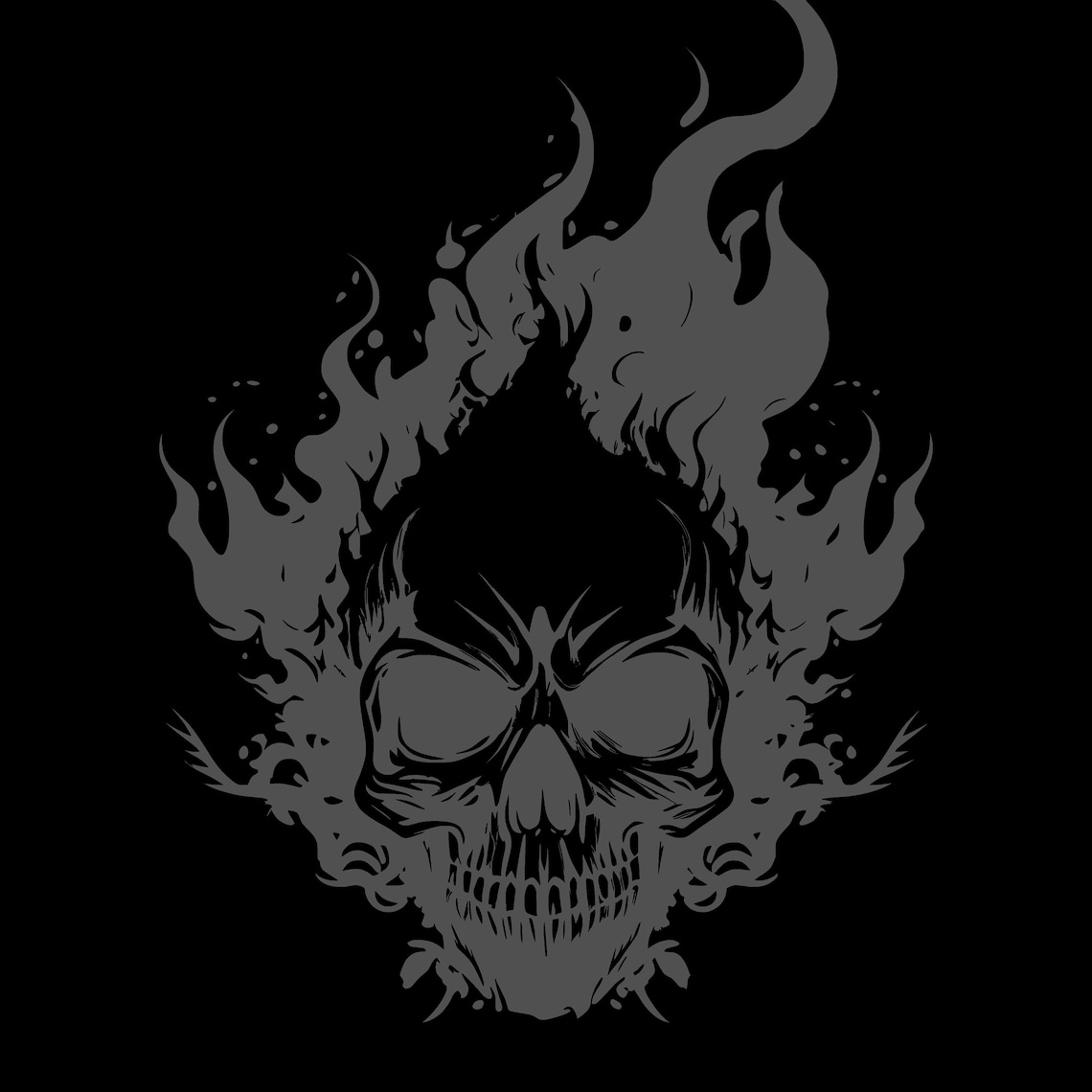 Flaming Skull Vector Art - Etsy