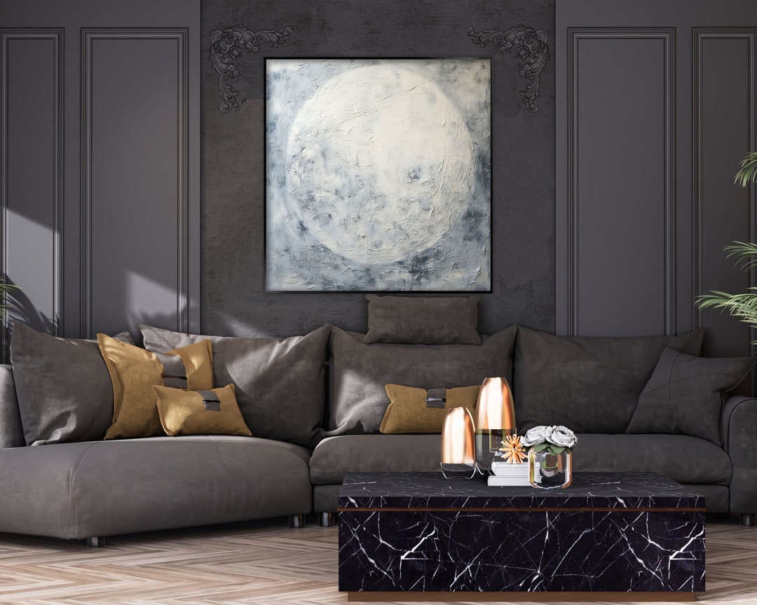 Full Moon Landscape 100% Handmade, Textured Painting, Abstract Oil ...