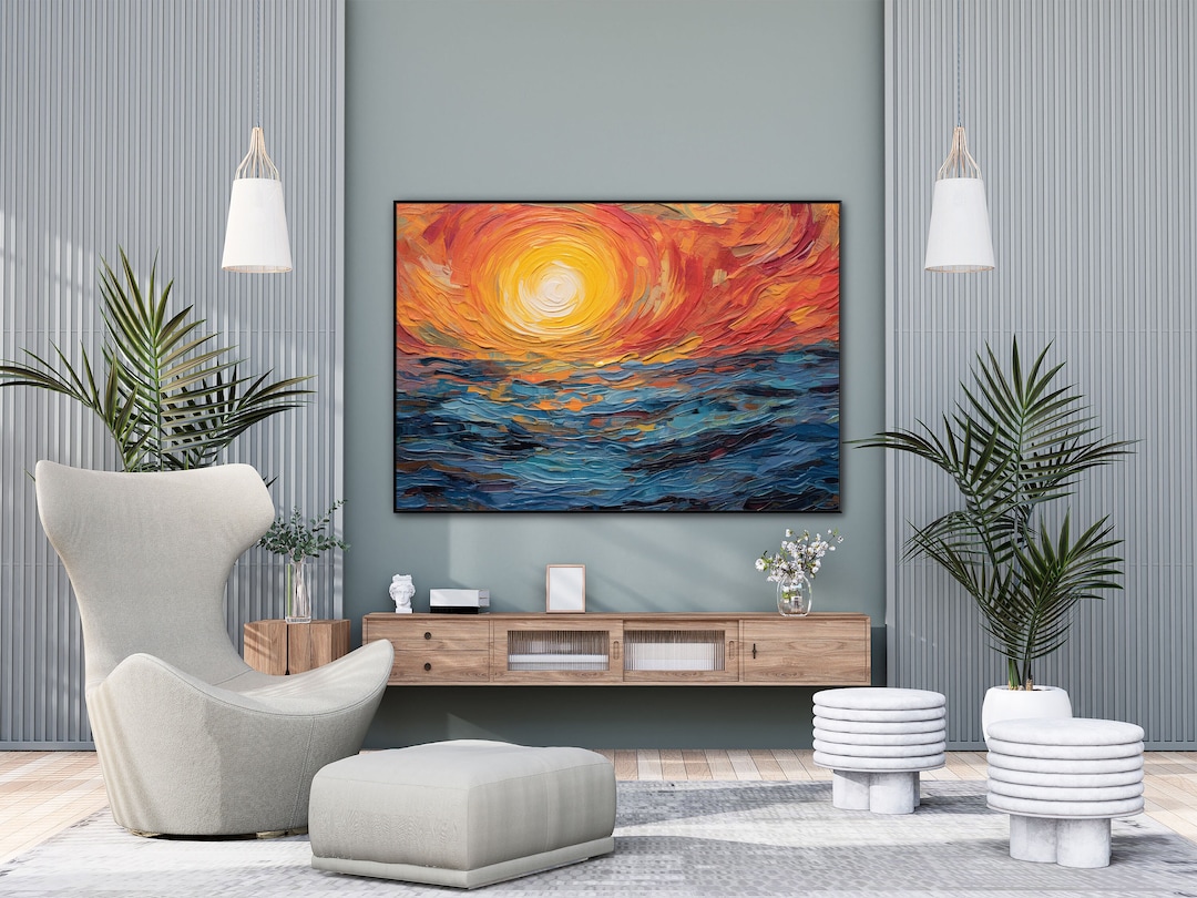 Edvard Munch's Sunset, 100% Handmade, Textured Painting, Abstract Oil ...