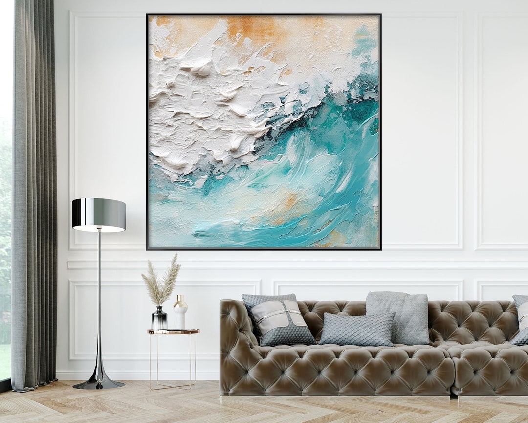 Textured Waves, 100% Handmade, Textured Painting, Abstract Oil Painting ...
