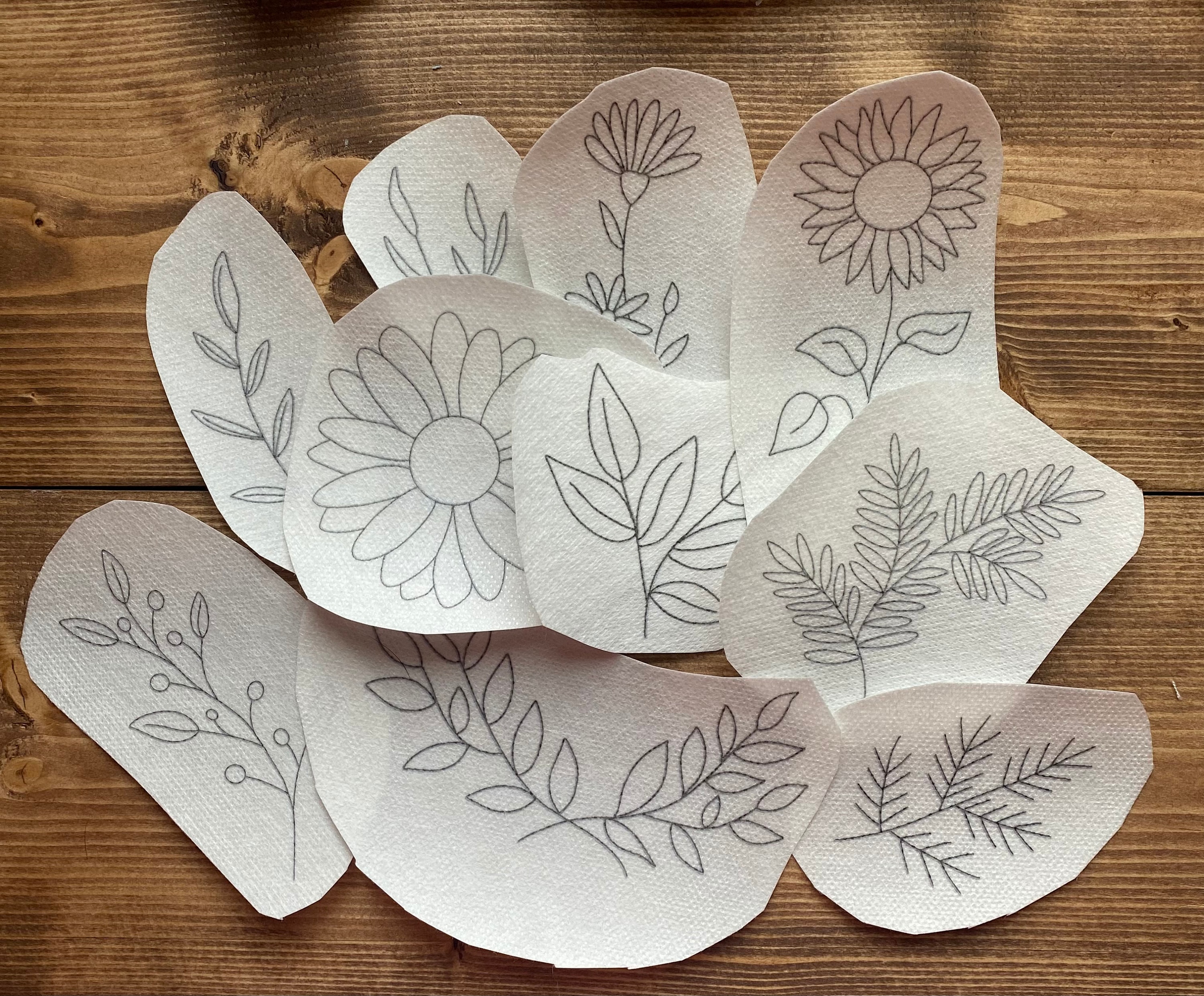 Botanical Embroidery Stick and Stitch Stickers, Embroidery Patch, Water ...