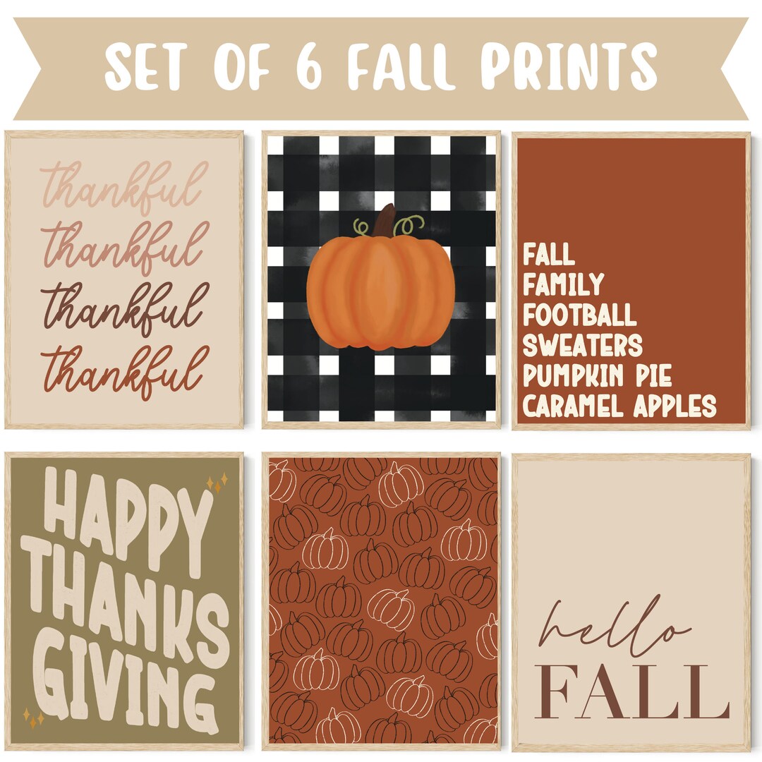 Set of 6 Fall Printable | Thanksgiving | Pumpkins | Calligraphy ...