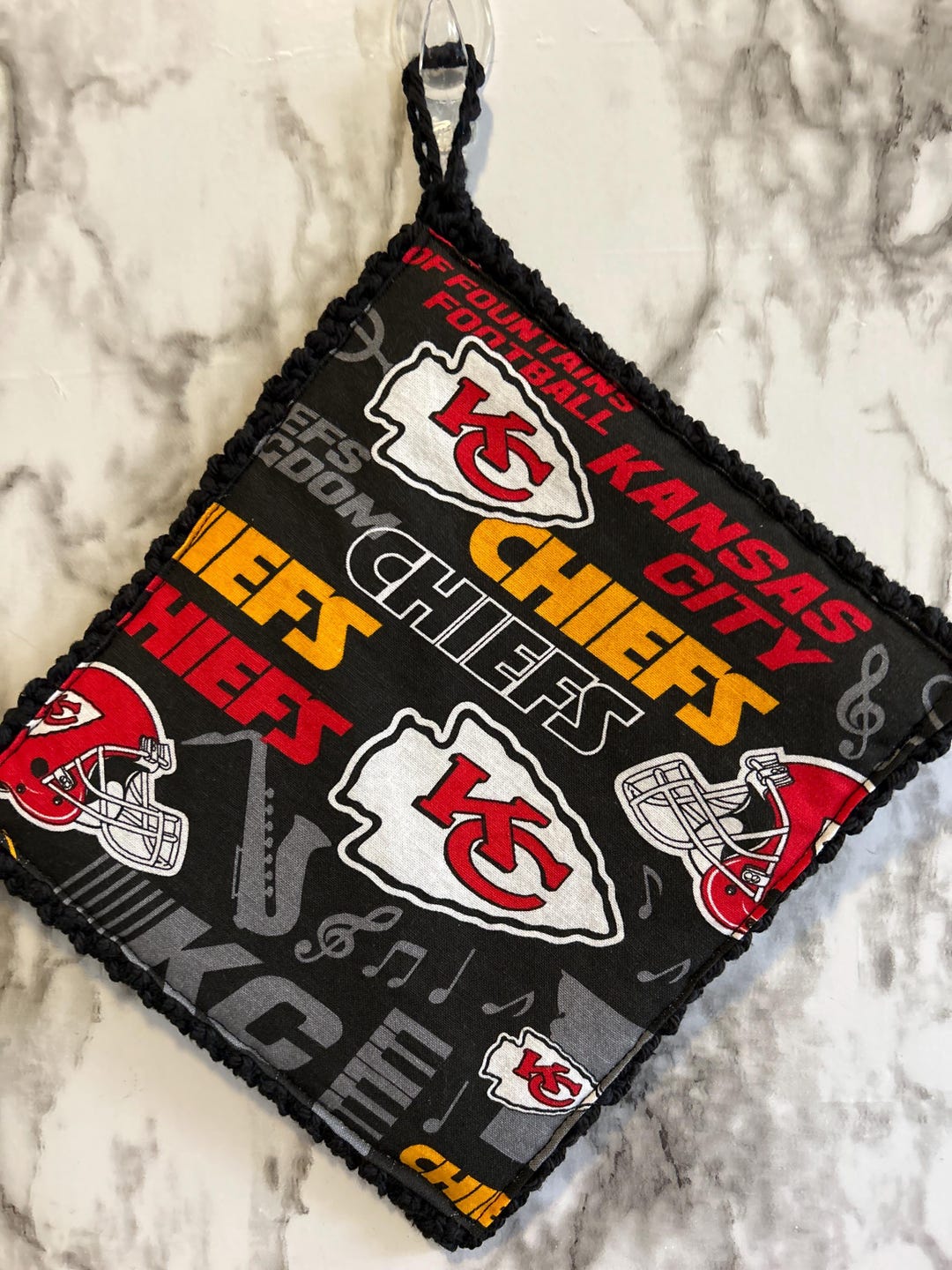 Kansas City Chiefs Handmade Crochet Potholders/ Hotpads, Sewn Character ...