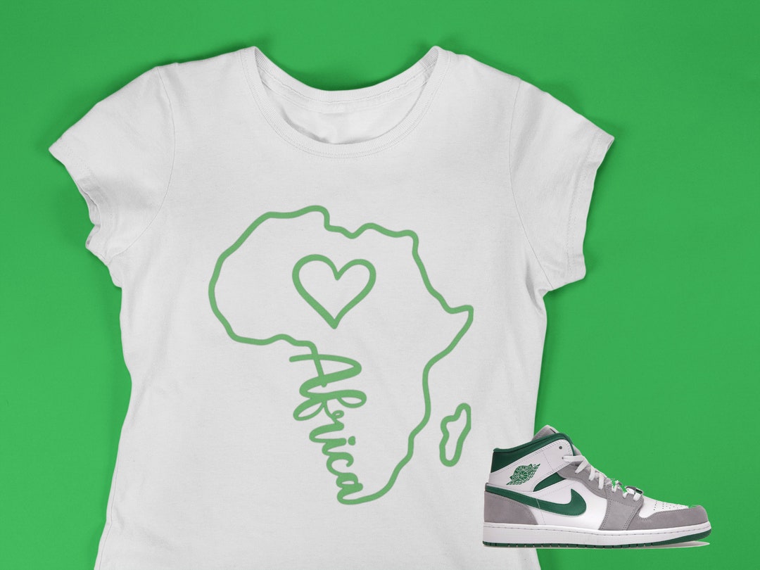 Africa Cursive T-shirt, Shirt to Match Jordan 1 Mid Grey Green, AJ1 ...