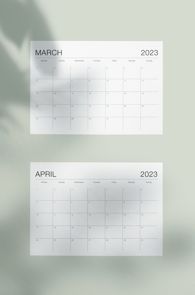 Calendar 2023 Digital and Printable. A4 and A3. PDF. Clean - Etsy