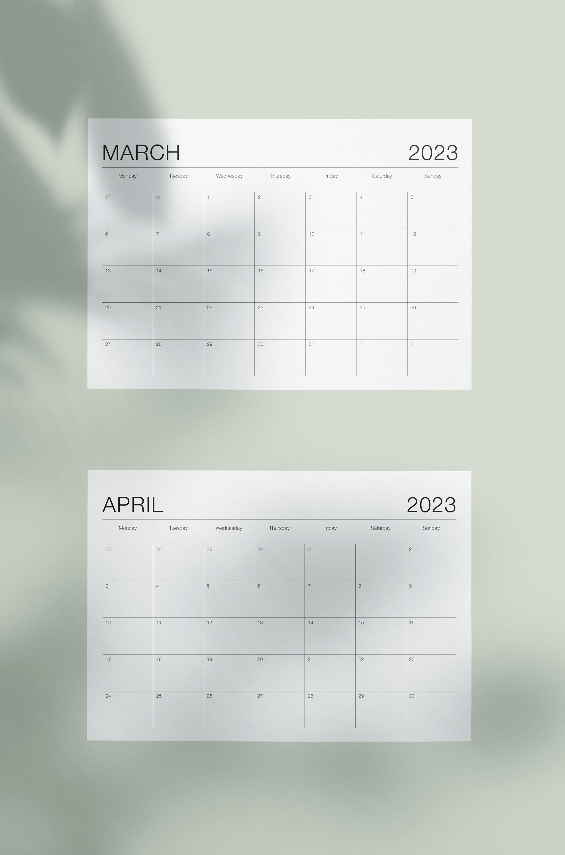 Calendar 2023, Digital and Printable. A4 and A3. PDF. Clean and ...