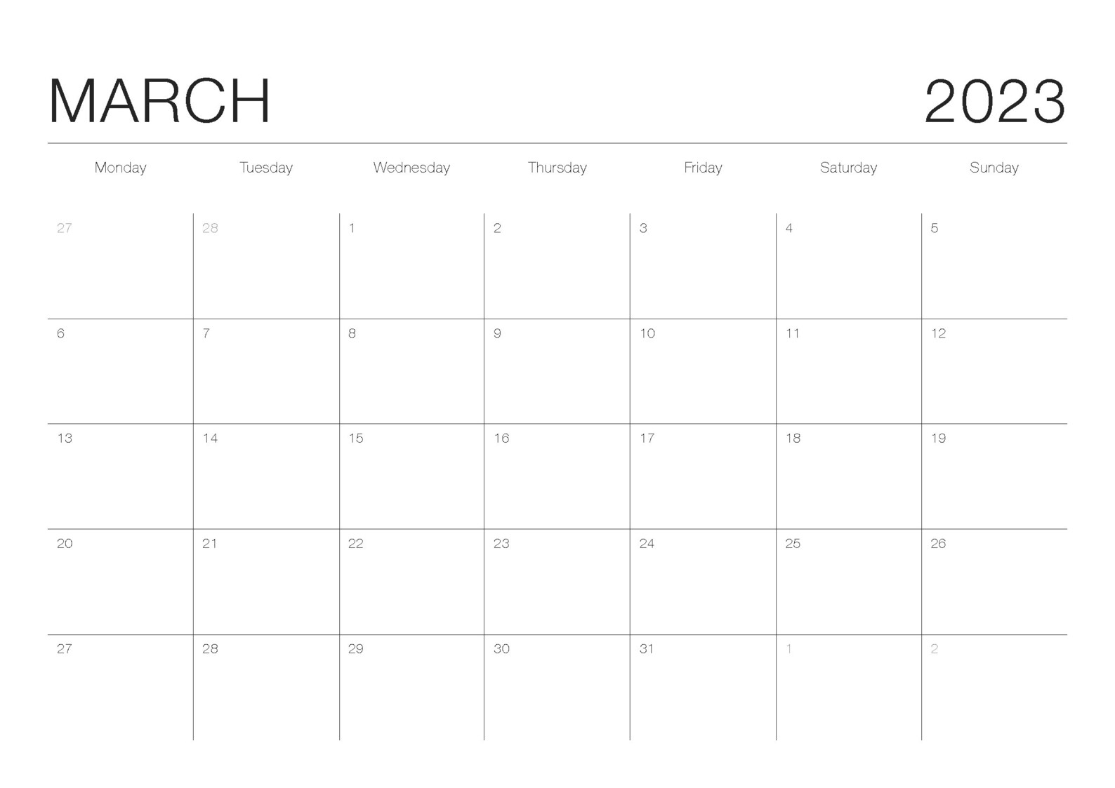 Calendar 2023, Digital and Printable. A4 and A3. PDF. Clean and ...