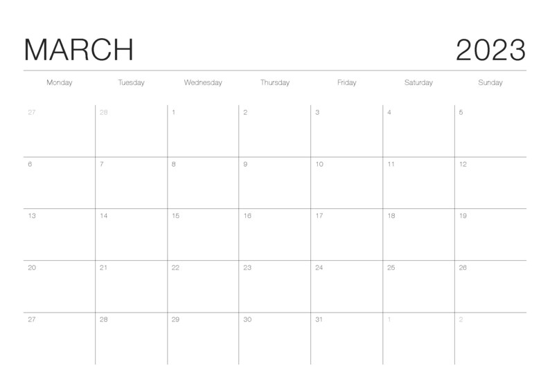 Calendar 2023 Digital and Printable. A4 and A3. PDF. Clean - Etsy