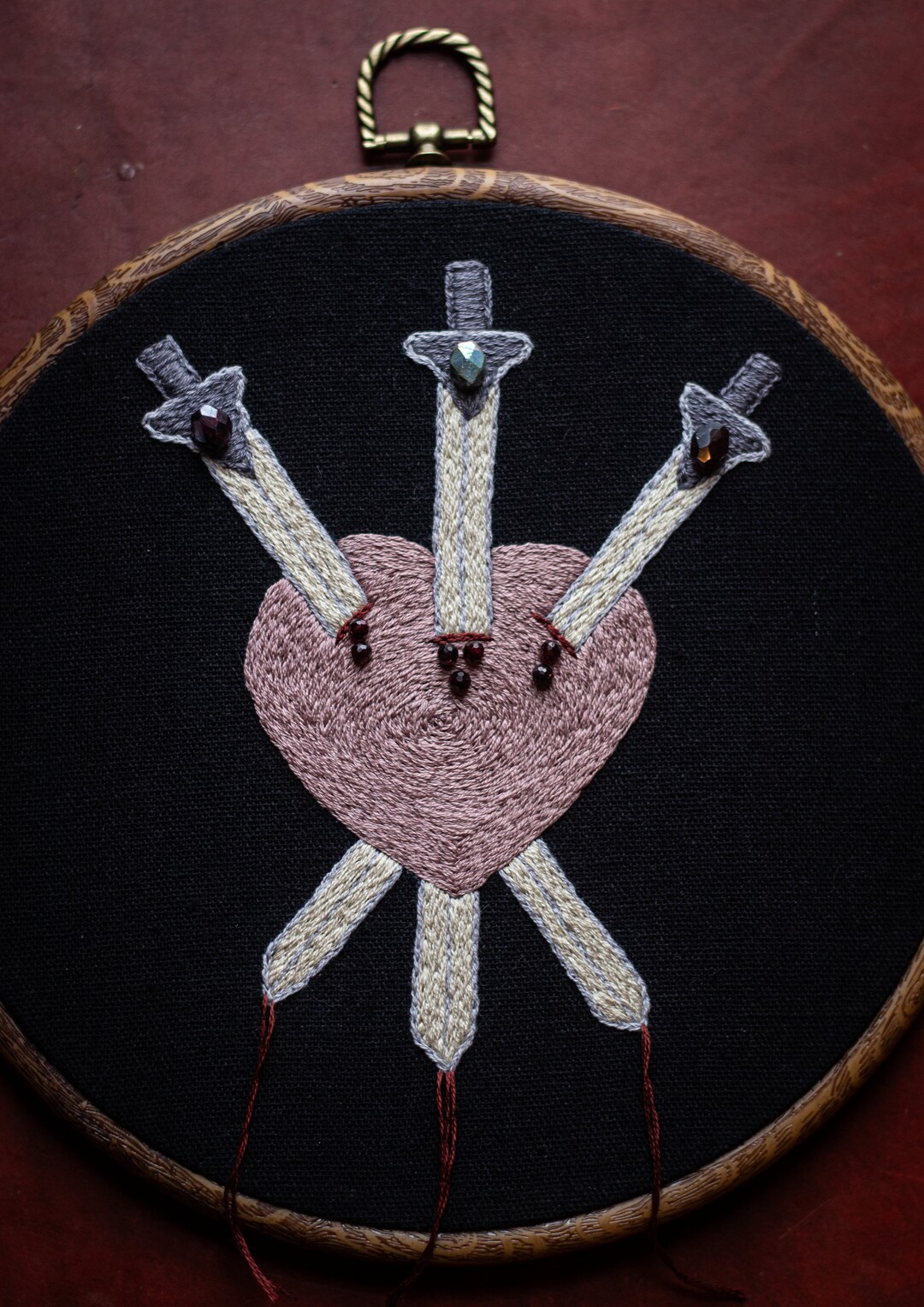 Three of Swords Embroidery - Etsy