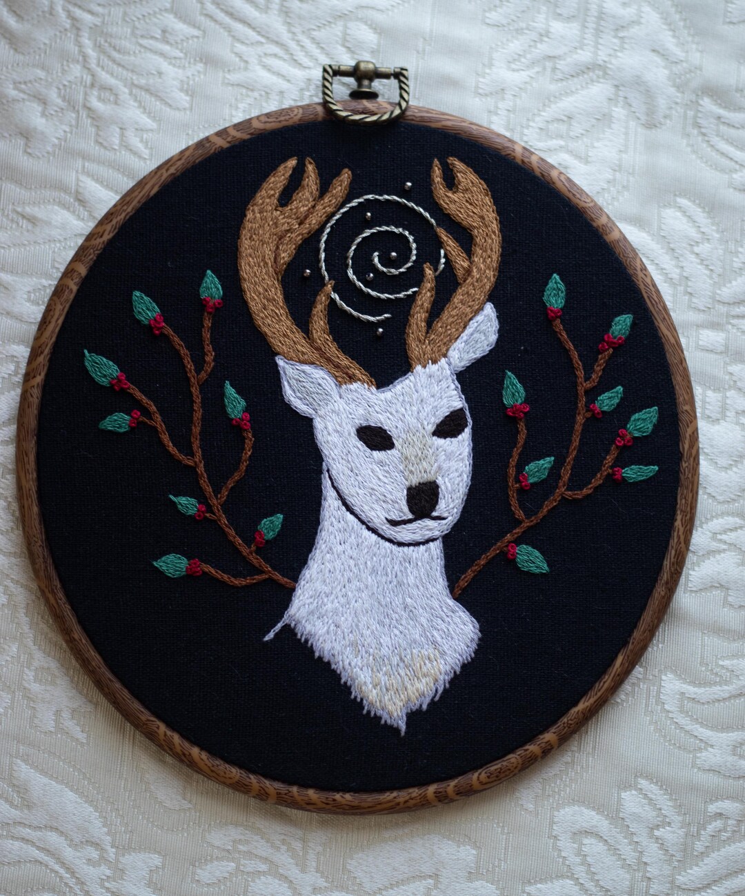 Celtic White Stag Embroidery - Etsy