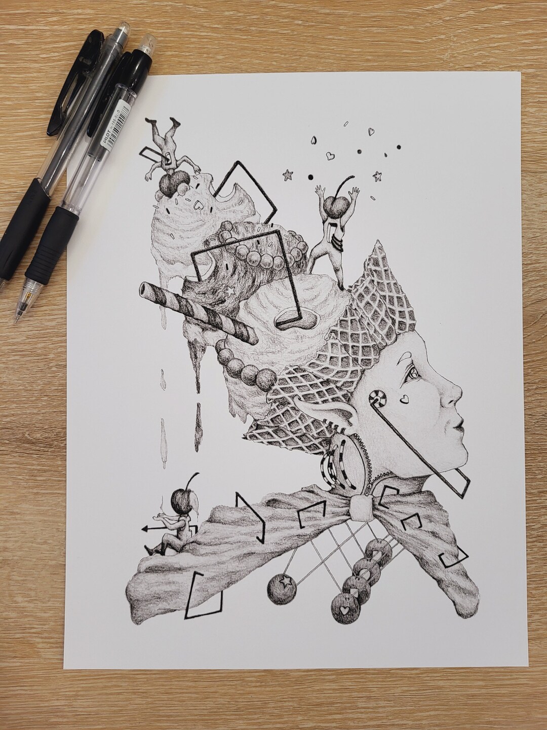 Have a Treat Art Print, Surrealism Pencil Illustration - Etsy