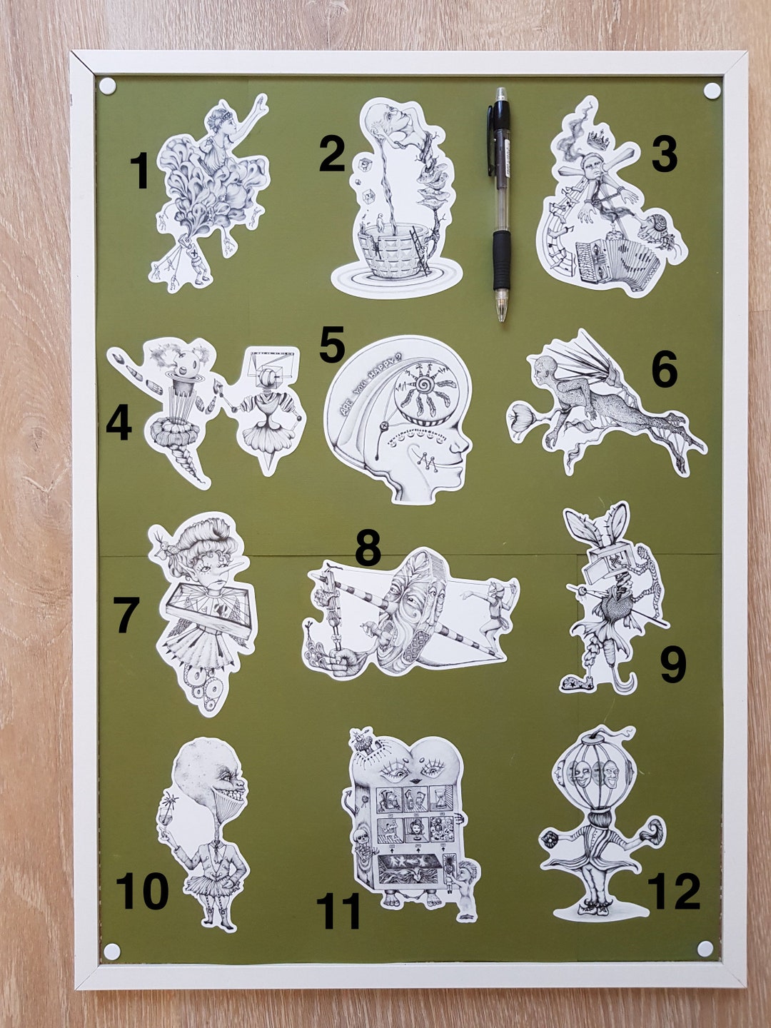 Vinyl Sticker Set of Two, Surrealism Art Pencil Illustration - Etsy