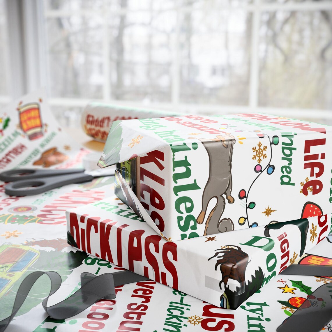 Funny Christmas Wrapping Paper Holiday Gift Wrap, Xmas Present Paper ...