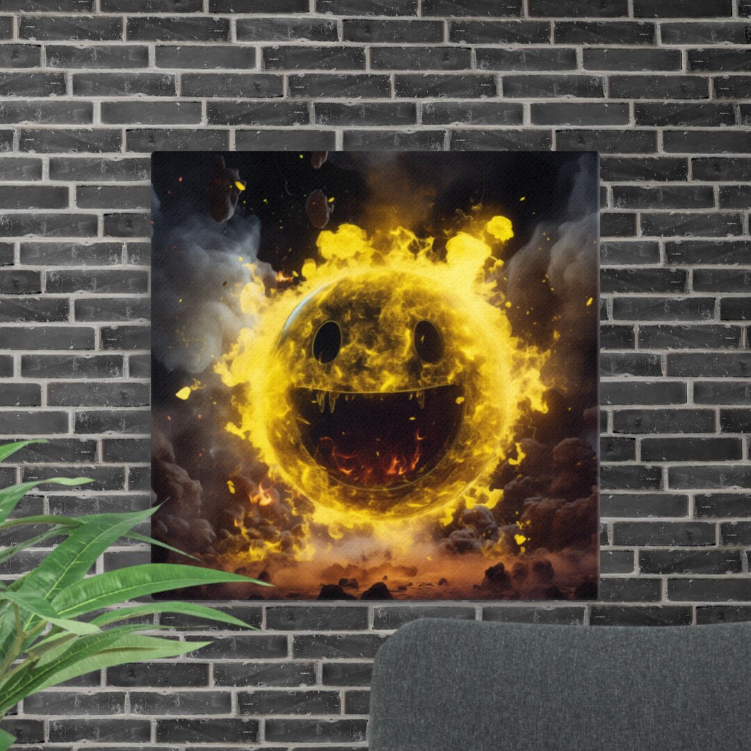 Pacman Poster Gaming Room Decor Wall Art for Guys Dark Pacman Canvas ...