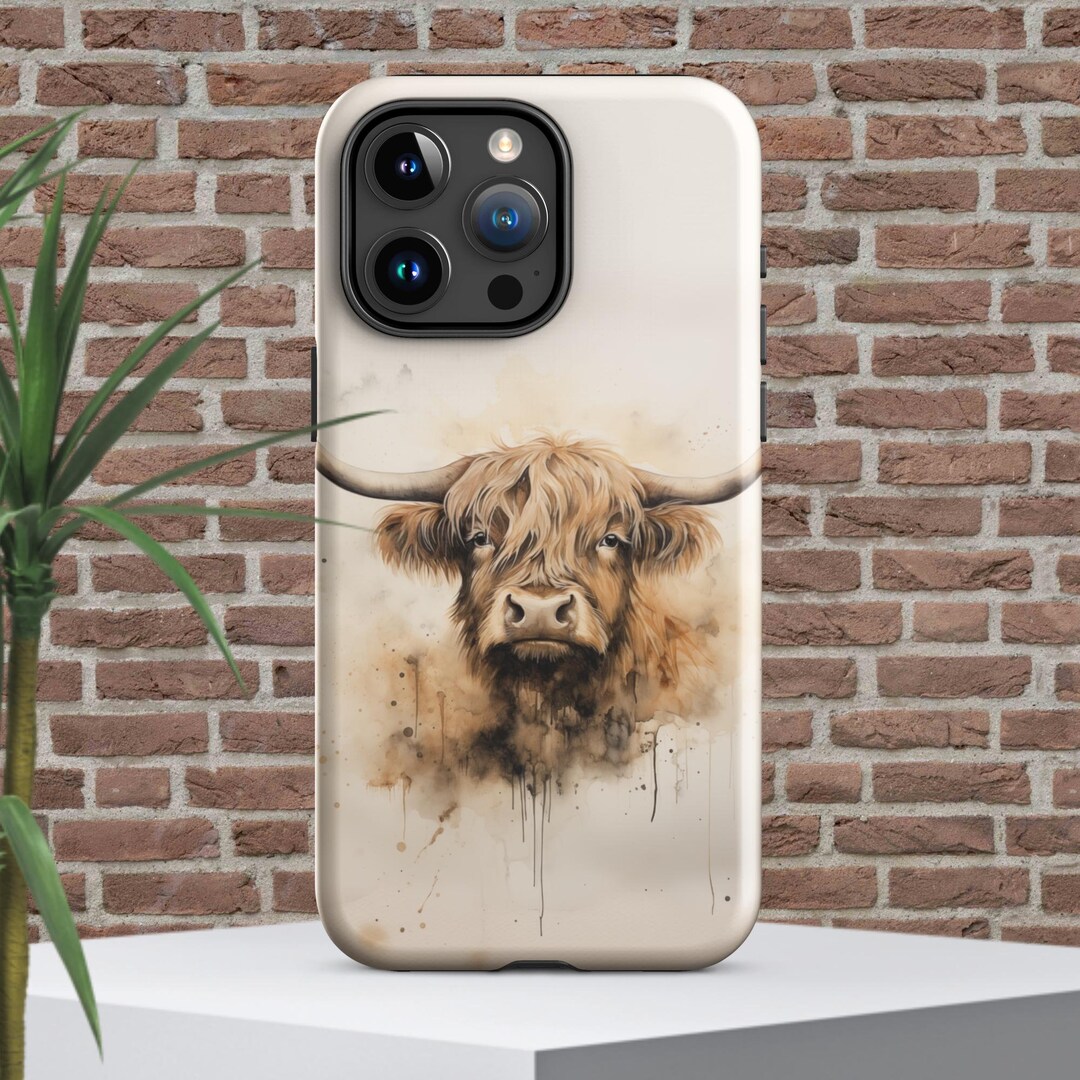 Cow Phone Case Cute Simple Watercolour Phone Case Highland Cow Phone ...