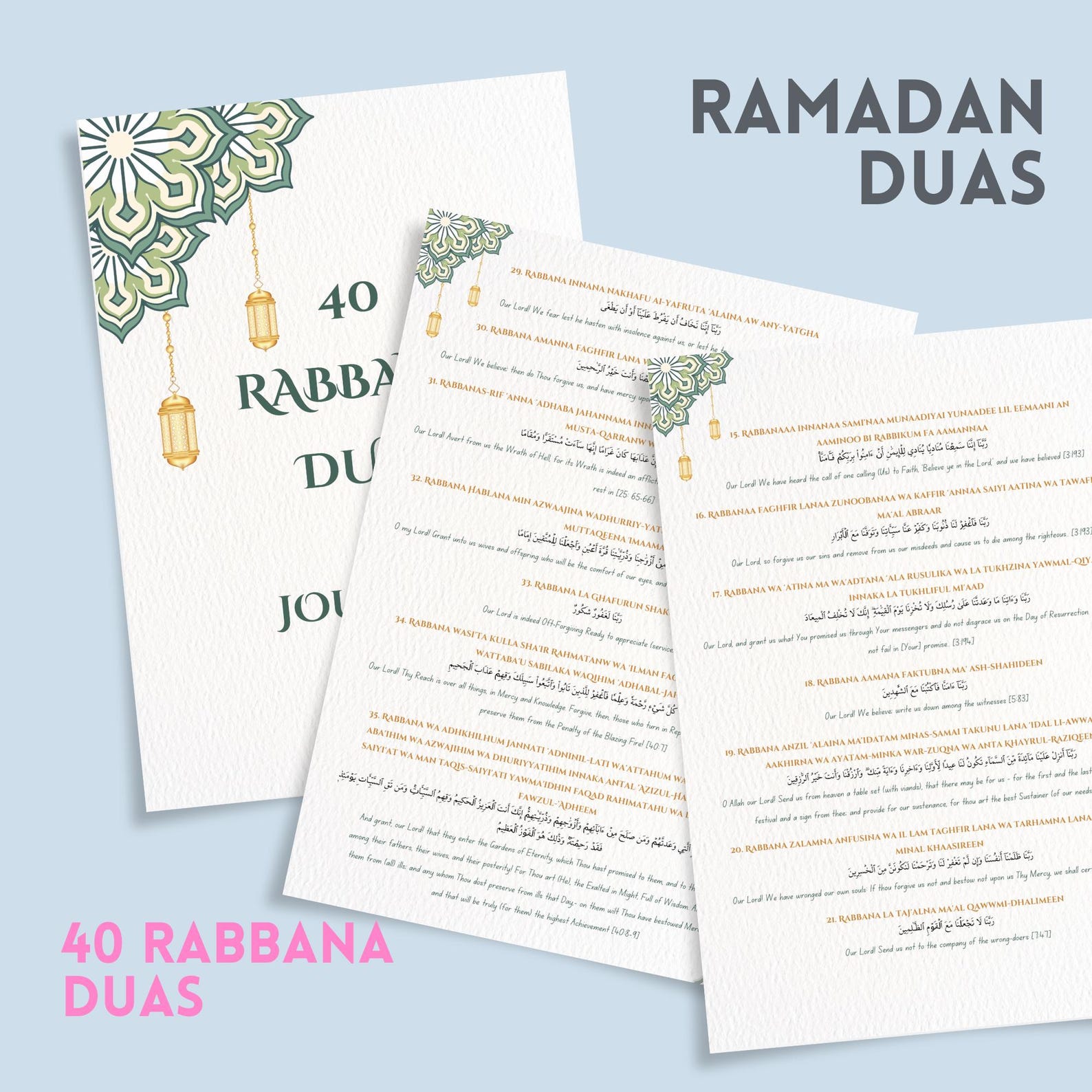 40 Rabbana Duas for Ramadan | Printable PDF | Powerful Quranic ...