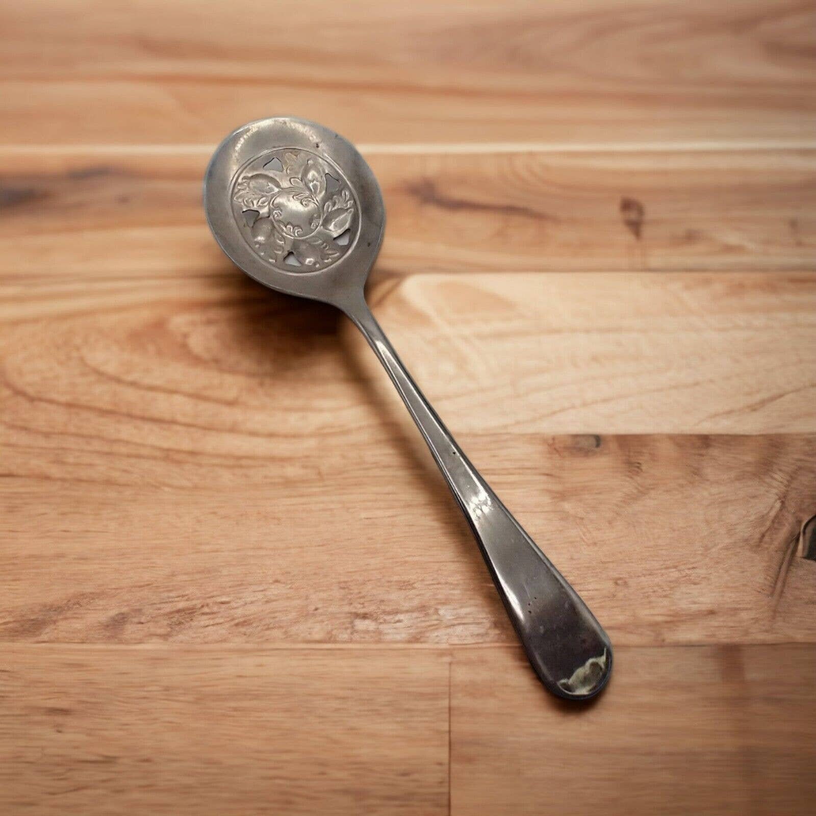 Vintage Sheffield England Acorn Silver Plated Slotted Serving Spoon 8.5 ...