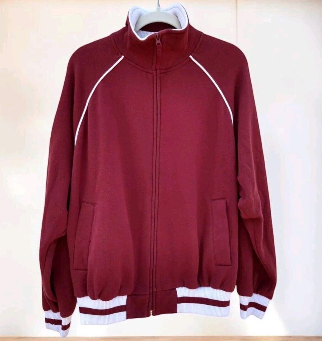 Vintage 80s Y2K John Blair Maroon Full Zip Track Jacket – Size Medium ...