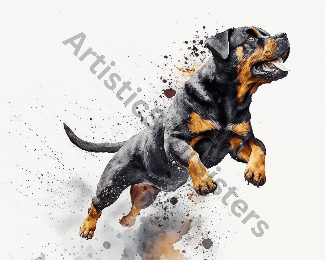 Watercolor Rottweiler Bundle 4 High Quality Digital Paintings 300 DPI ...