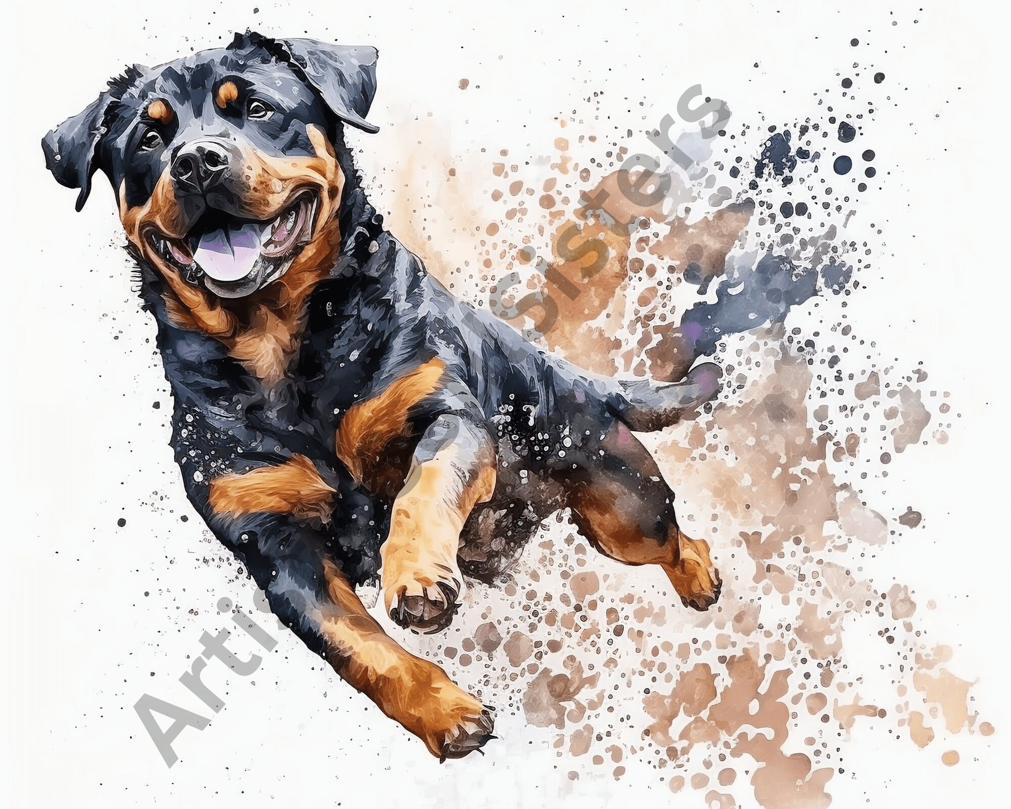 Watercolor Rottweiler Bundle - 4 High Quality Digital Paintings -300 ...