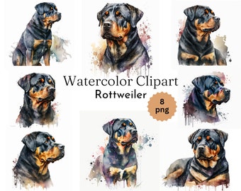 Watercolor Rottweiler Bundle - 4 High Quality Digital Paintings -300 ...
