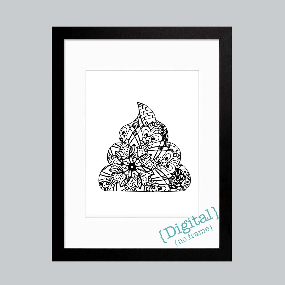 Unique Hand Drawn Poop Emoji Mandala Coloring Page, Relaxation Patterns ...