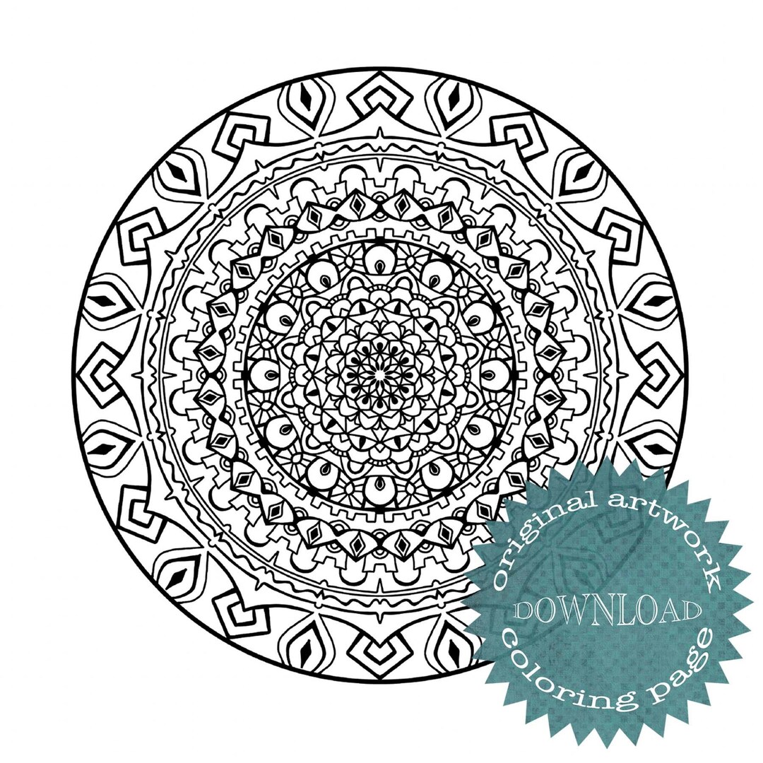 Unique Hand Drawn Mandala Coloring Page Geometric Design Fun - Etsy
