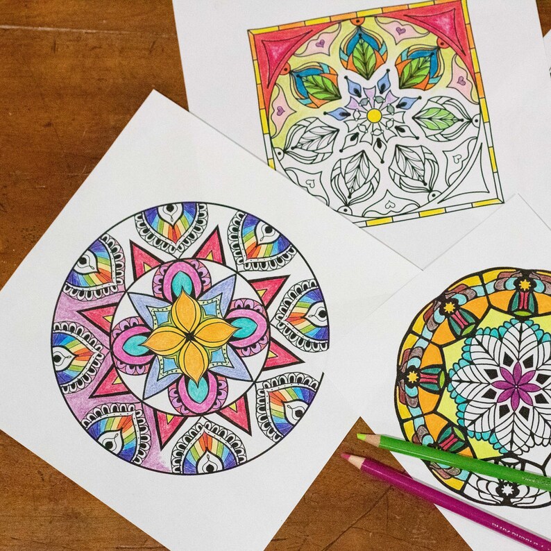 Unique Hand Drawn 5 Pointed Star Mandala Coloring (Instant Download ...