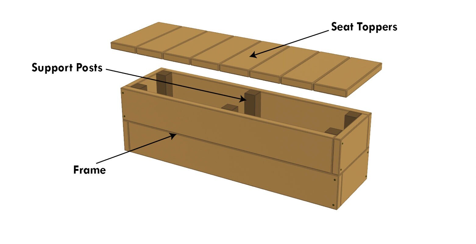 3 Seater Wooden Garden Bench DIY PDF Plan W 1.574m X H 0.485m X D 0.5m ...