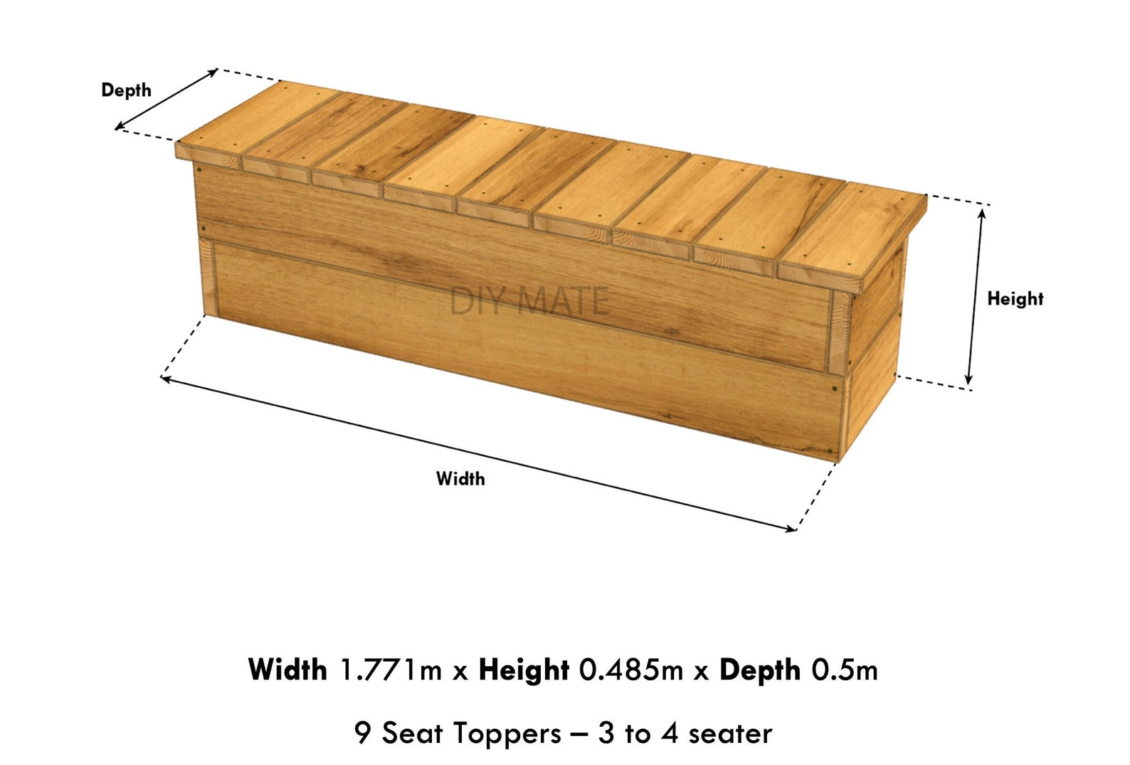 3 Seater Wooden Garden Bench - DIY PDF Plan - Digital Download - W 1 ...