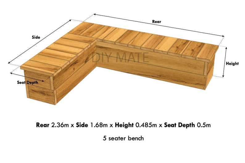 PDF DIY Plan - Digital Download - Large Wooden Garden Bench - L Shaped ...