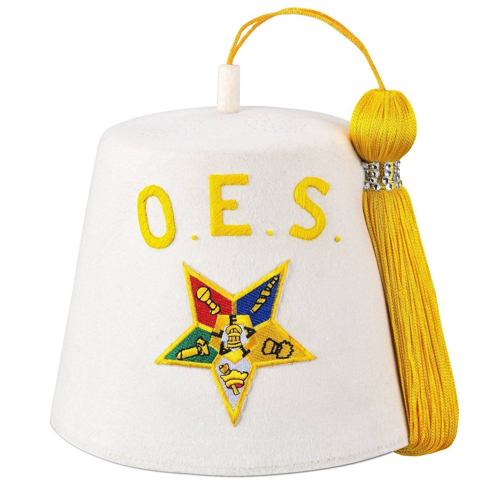 OES Fez Hat White With Gold Tassel - Etsy