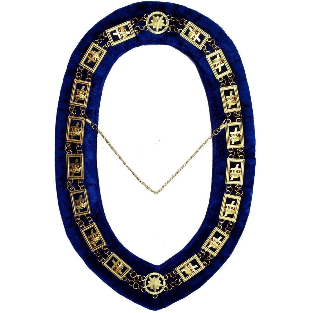 Knights Templar Commandery Chain Collar Gold Plated on Blue - Etsy