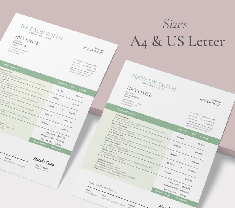 Invoice Template, Invoice Excel Word, Excel Invoice, Word Invoice ...