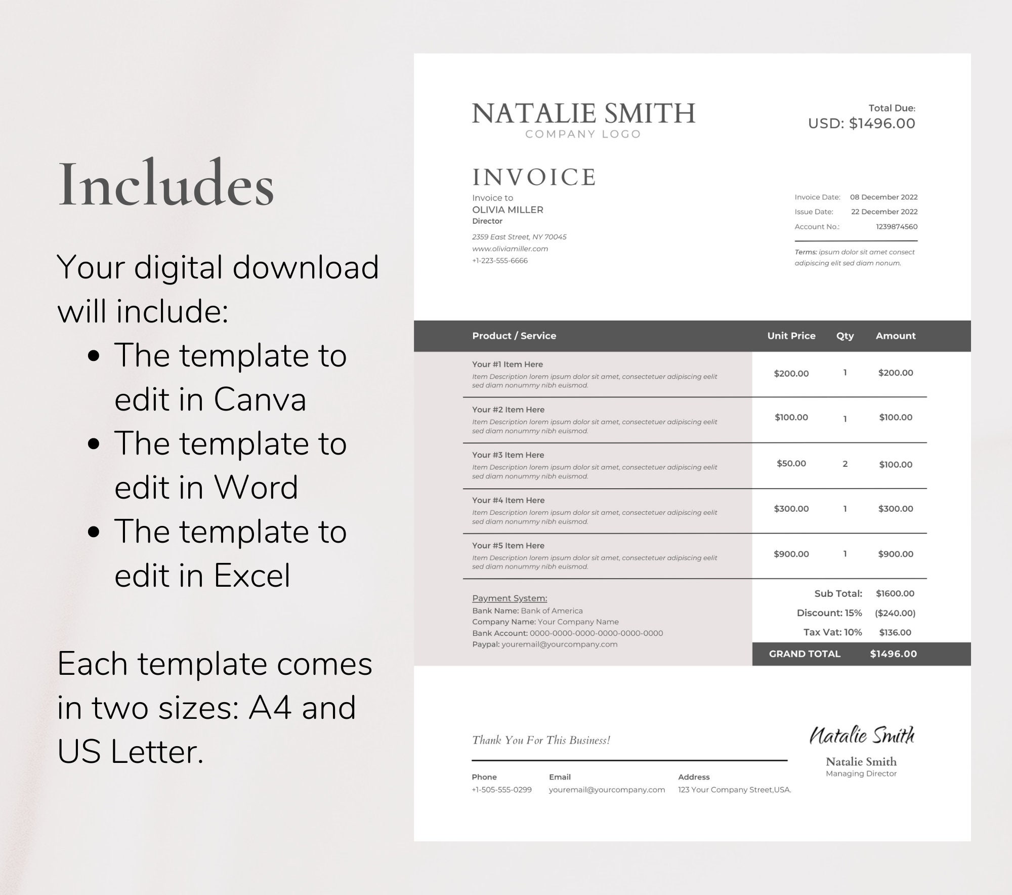 Invoice Template, Invoice Template for Small Business, Invoice Template ...