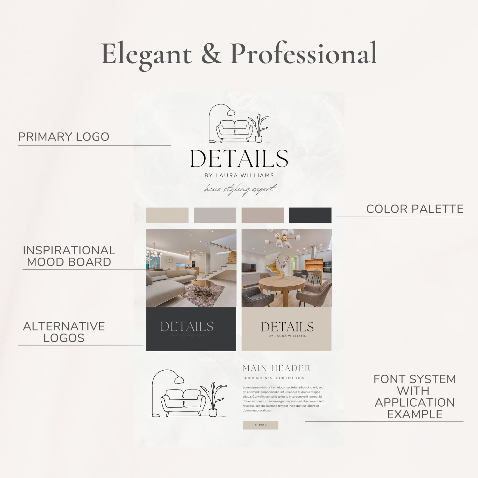 Interior Design Logo, Real Estate Logo, Hand Drawn Logo Realtor Logo ...